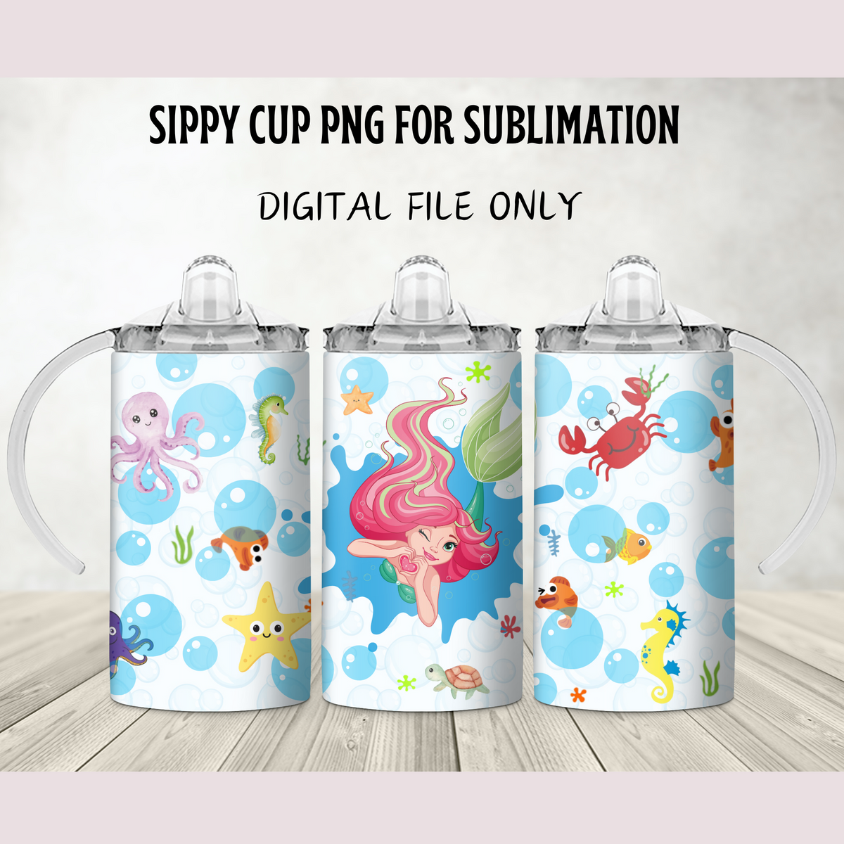Mermaid Sippy Cup Template - PNG Digital File – Pro Sublimation